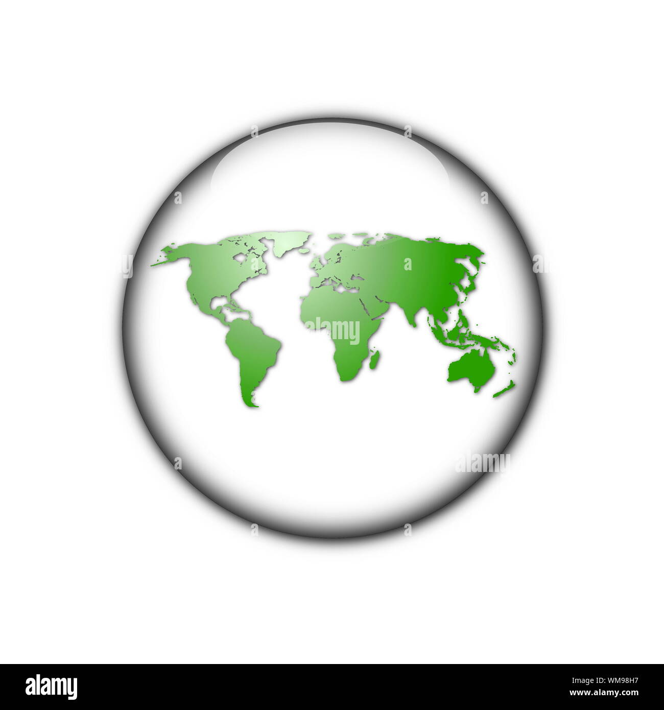 globe or world map in a button illustration Stock Photo - Alamy