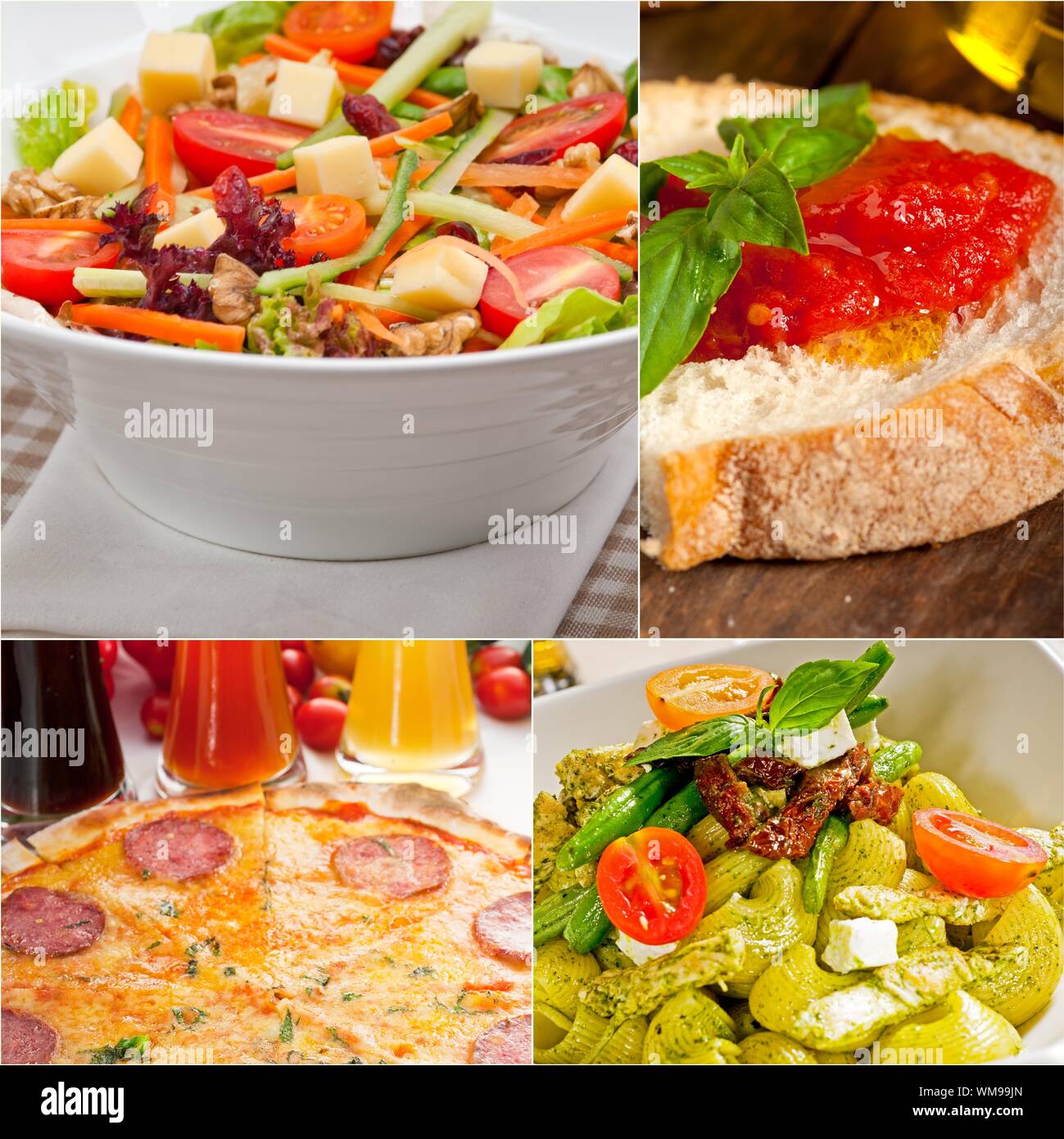 healthy Vegetarian vegan food collage nested on white frame Stock Photo ...