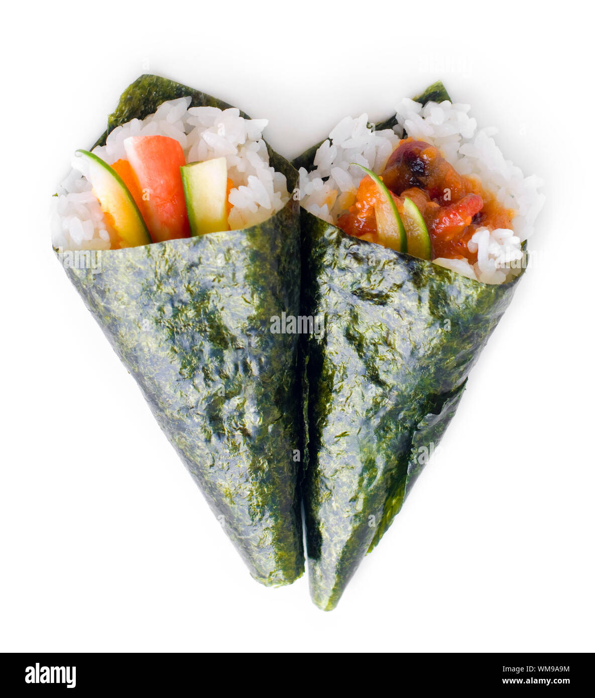Hand rolled temaki sushi traditional japanese cuisine isolated on white ...