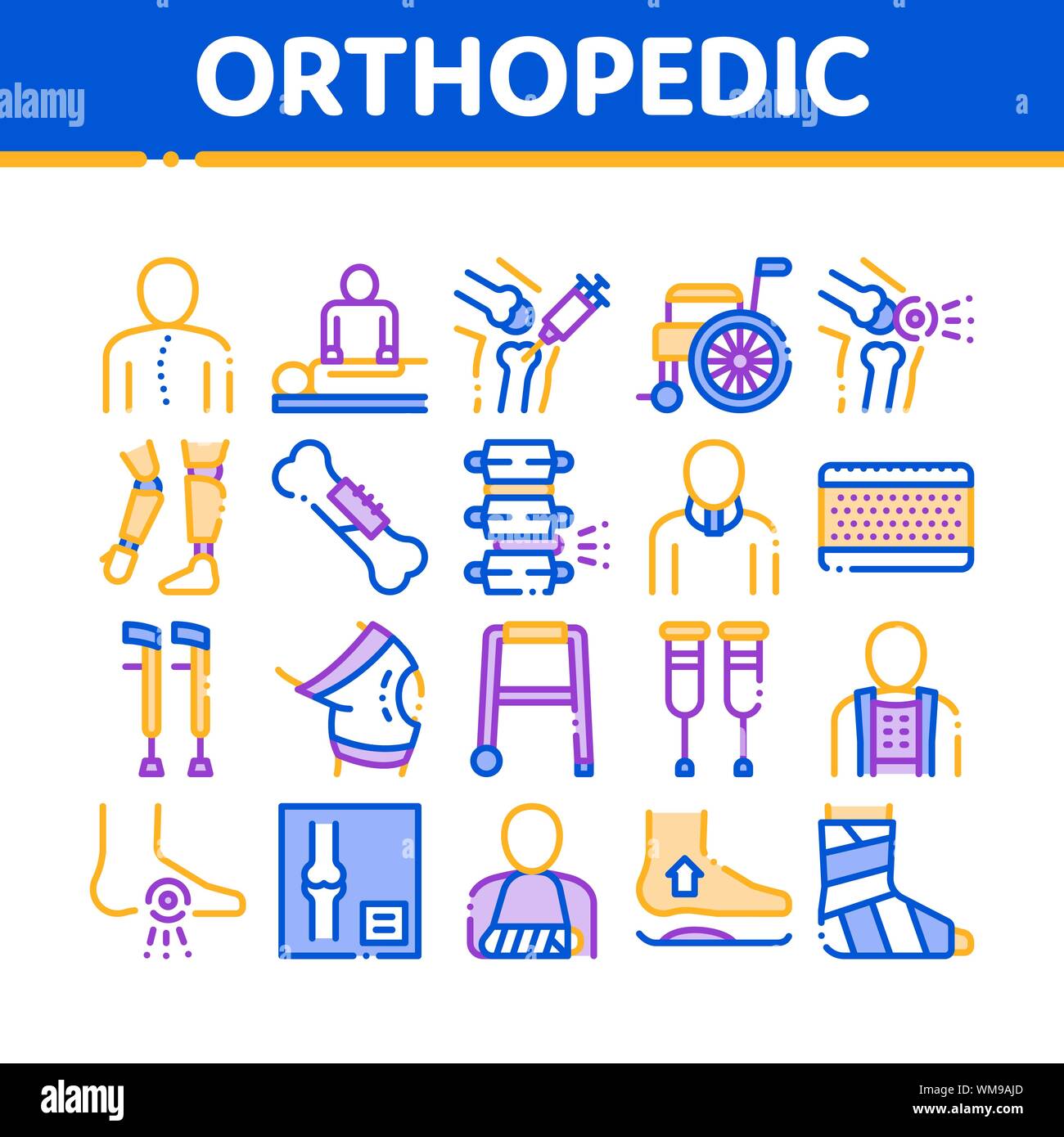 Orthopedic Collection Elements Vector Icons Set Stock Vector Image ...