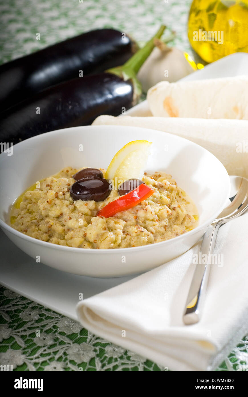 fresh homemade Badingian mutabbal Baba Ghanoush,traditional middle ...