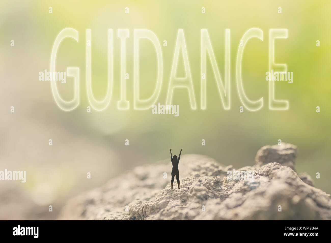 Concept of advice with a person stand in the outdoor and looking up the ...