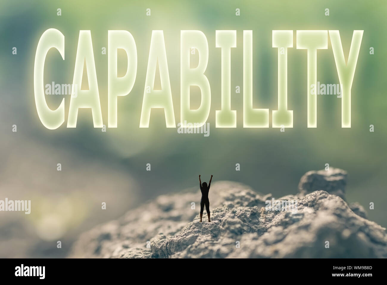 Concept of ability with a person stand in the outdoor and looking up ...