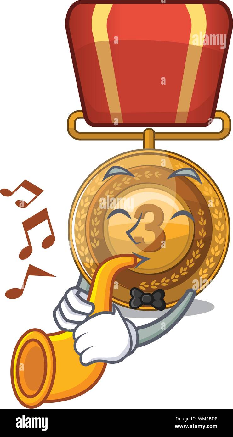With trumpet bronze medal with the cartoon shape Stock Vector Image ...