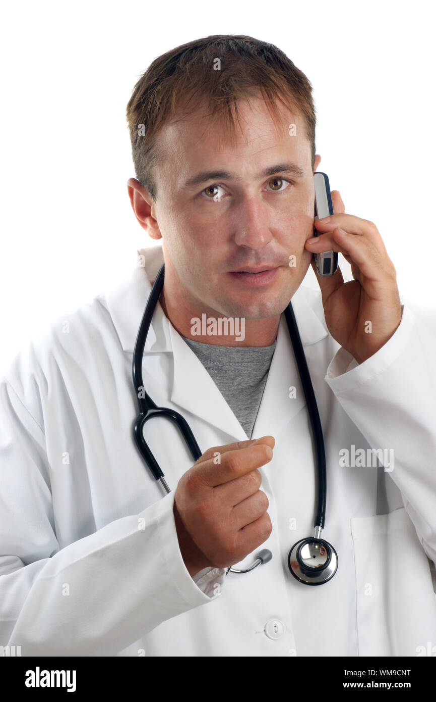 medical staff gestures during a phone call Stock Photo - Alamy