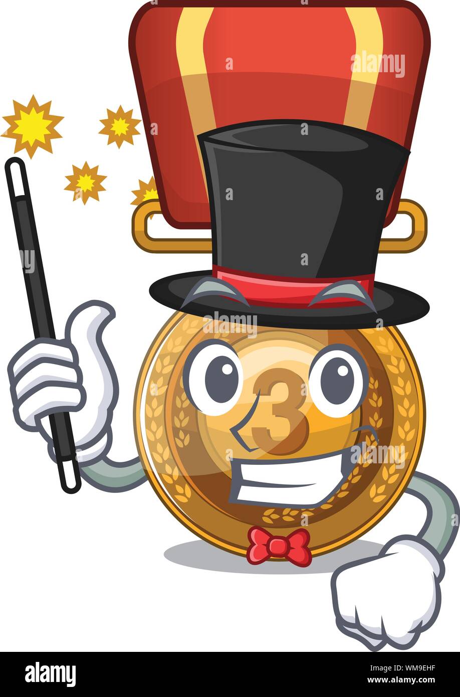 Magician bronze medal placed on wall character Stock Vector Image & Art ...