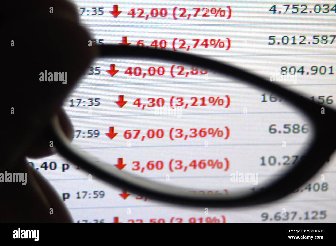 stock market crash with red numbers on computer screen Stock Photo - Alamy