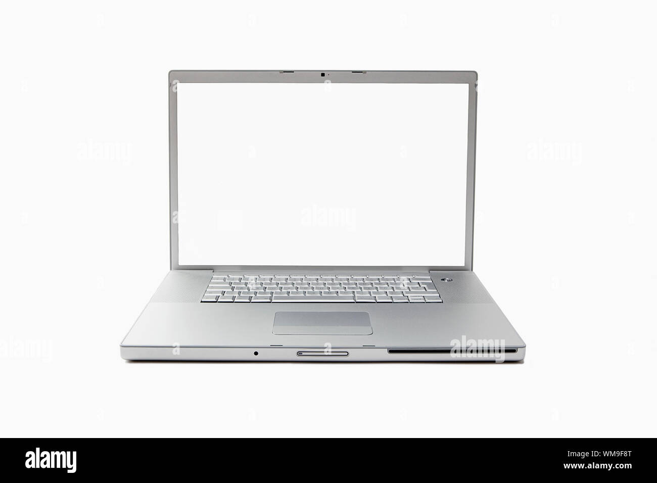open silver laptop computer isolated on white backgroung Stock Photo ...