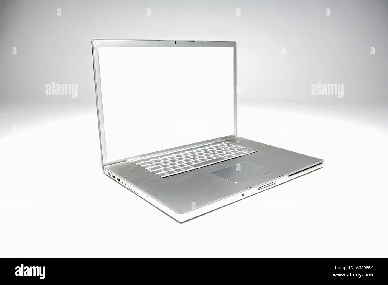 open silver laptop computer isolated on white background Stock Photo ...