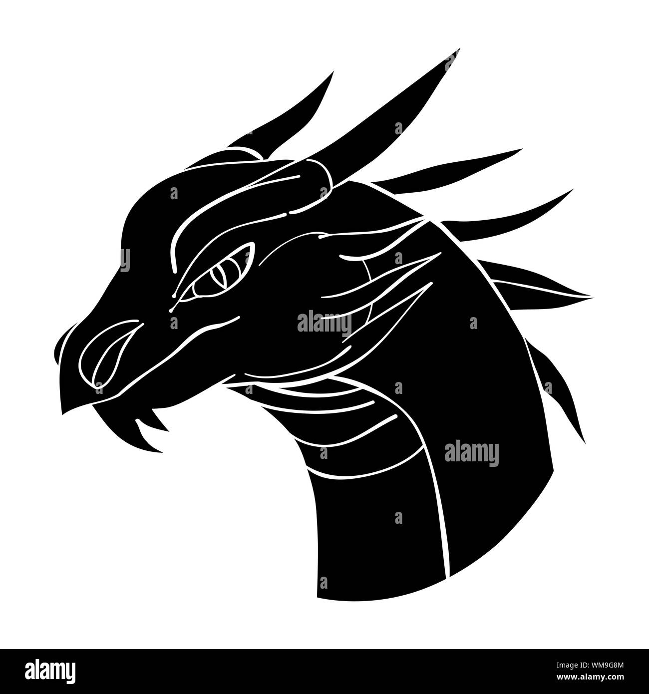 Dragon black white doodle Cut Out Stock Images & Pictures - Alamy
