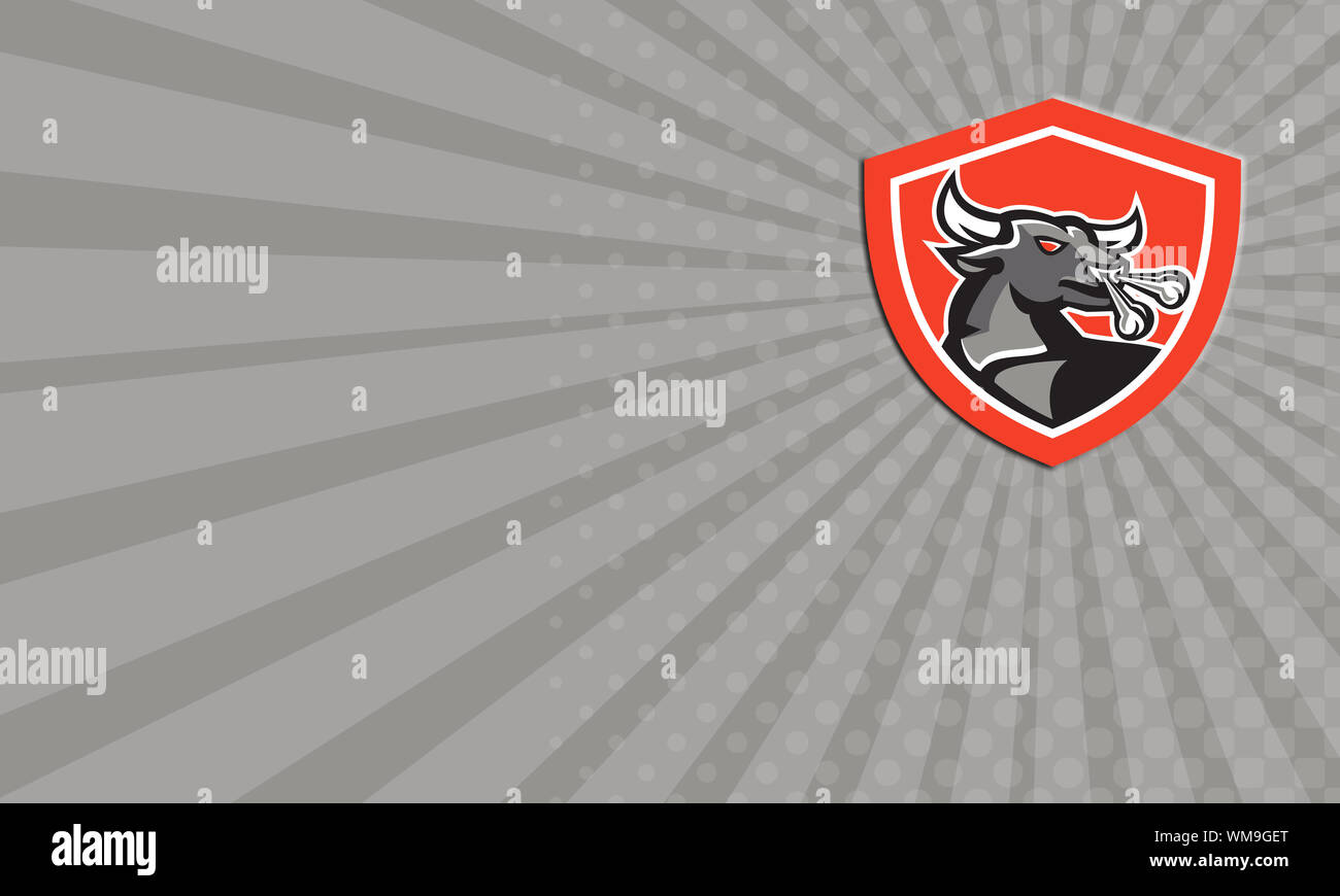 Business card showing illustration of an angry raging bull head facing ...