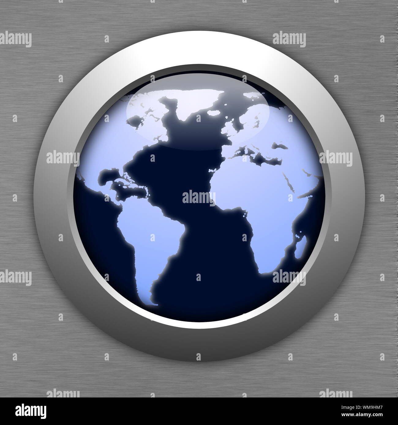 globe or world map in a button illustration Stock Photo - Alamy