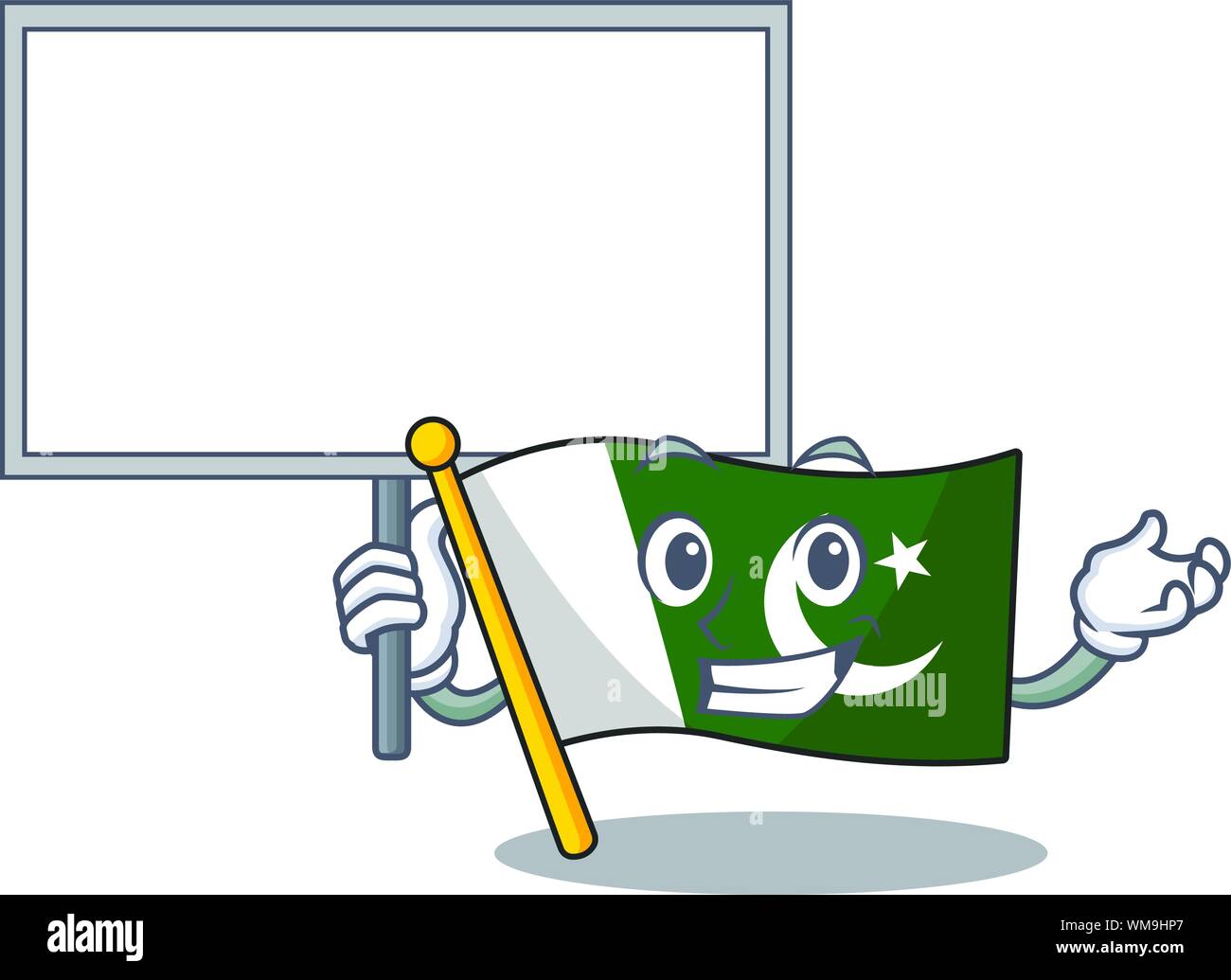 Bring board flag pakistan cartoon hoisted on pole Stock Vector Image ...