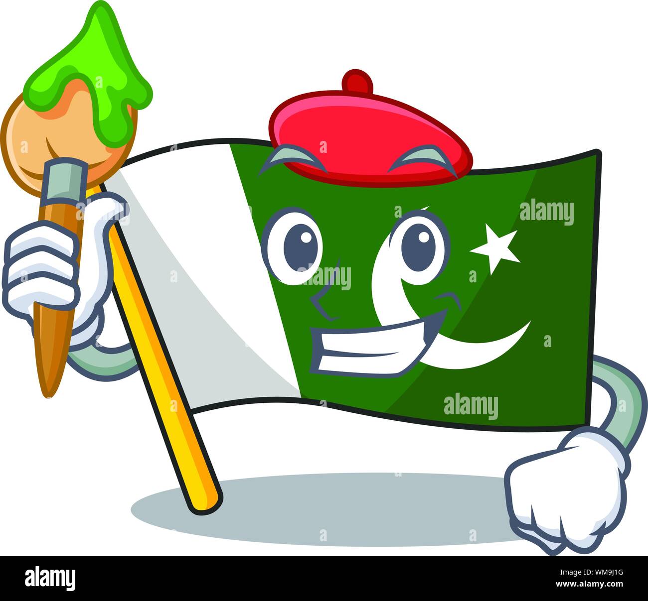 Artist flag pakistan cartoon hoisted on pole Stock Vector Image & Art ...