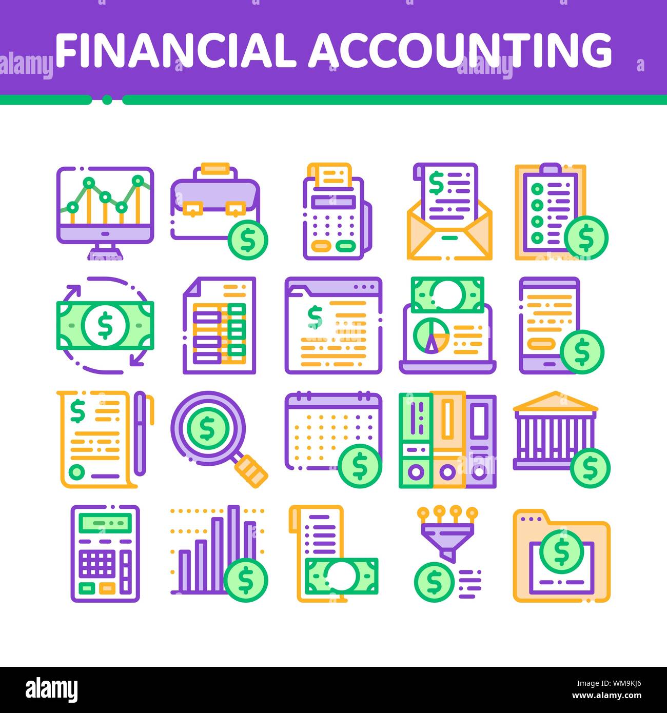 Financial Accounting Collection Vector Icons Set Stock Vector Image ...