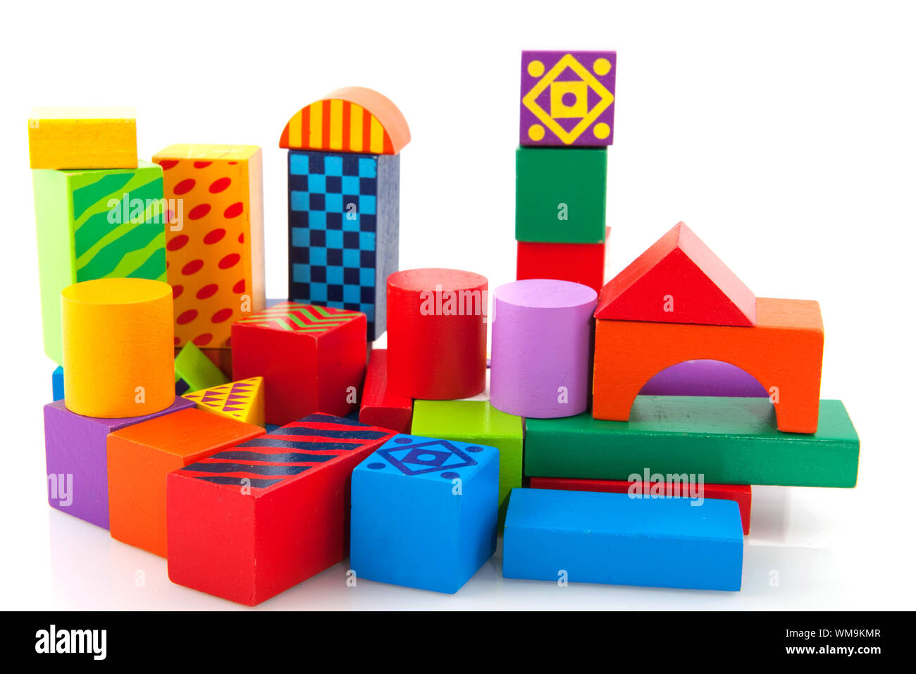 Wooden toy block to build a house Stock Photo - Alamy