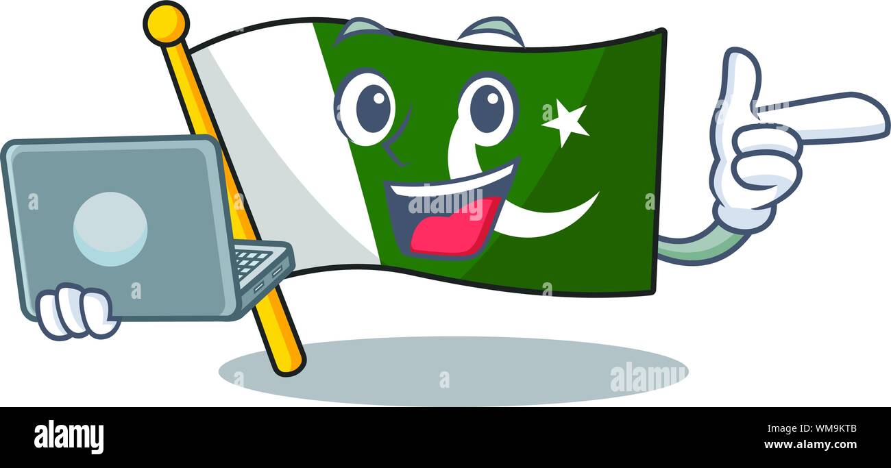 With laptop flag pakistan cartoon hoisted on pole Stock Vector Image ...