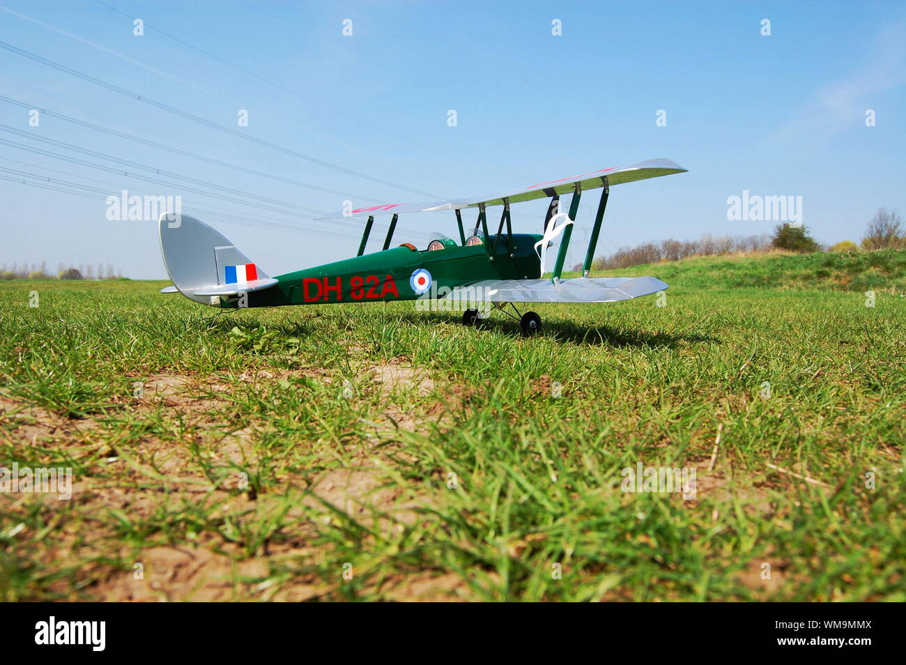 old vintage remote controlled model or toy biplane Stock Photo - Alamy