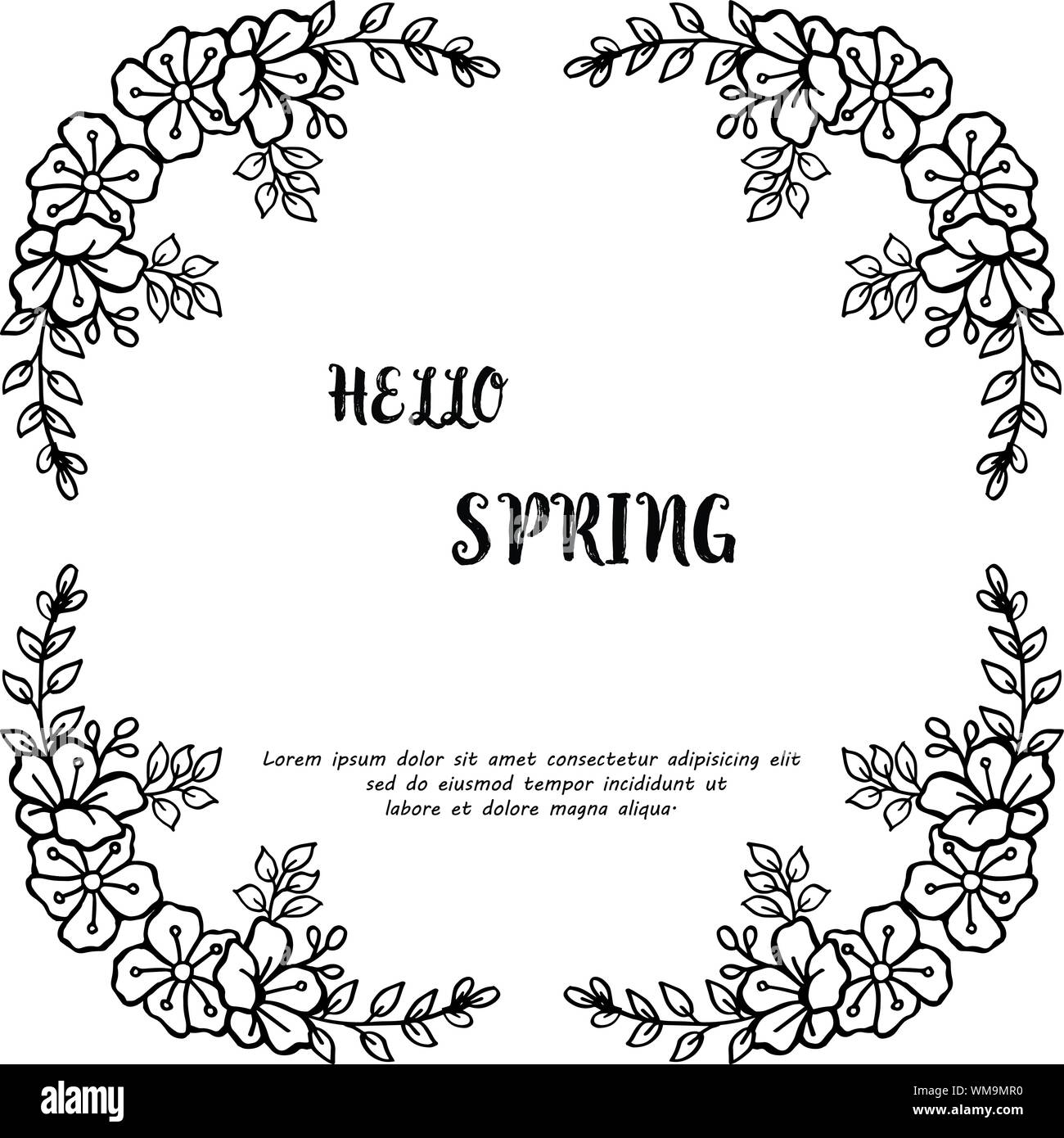 Black and white colors floral frame pattern design, for letter ornament ...
