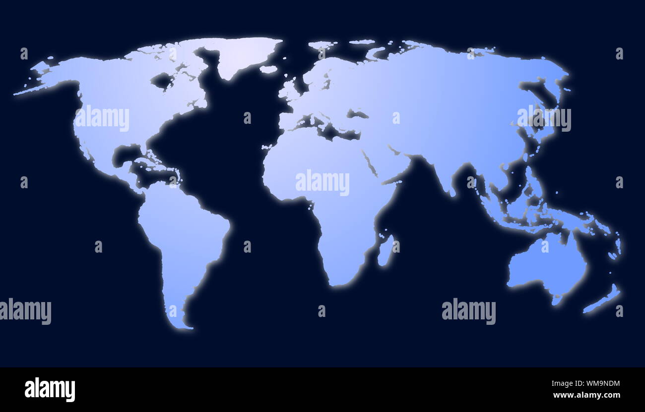 isolated map of the world with all continents showing global economy ...