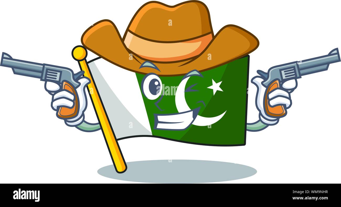 Cowboy flag pakistan cartoon hoisted on pole Stock Vector Image & Art ...