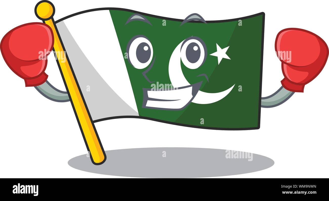 Boxing flag pakistan cartoon hoisted on pole Stock Vector Image & Art ...