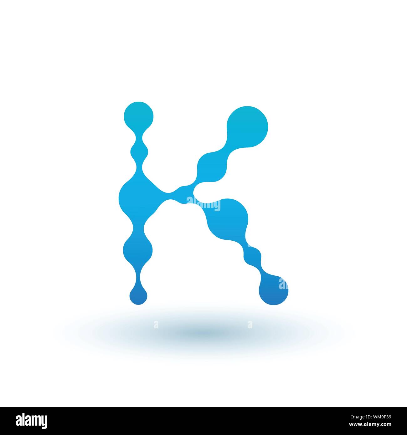 Water molecular initial Letter K Logo design, Fluid liquid Design ...