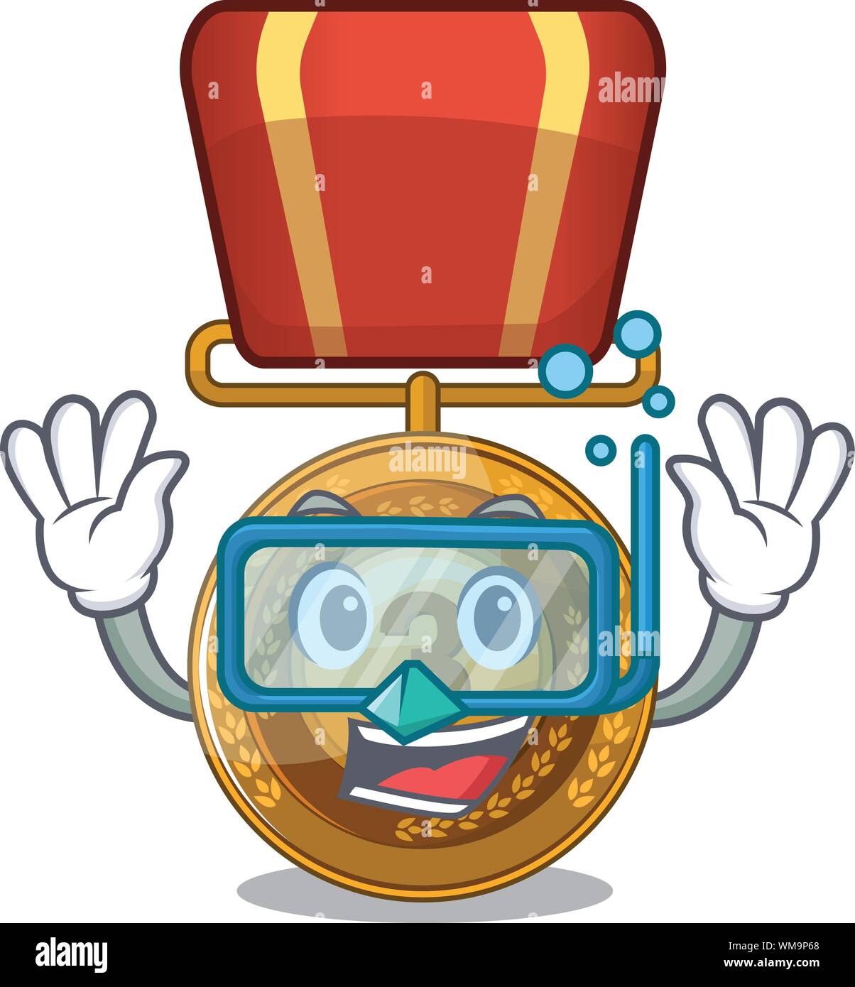 Diving bronze medal cartoon in character cupboard Stock Vector Image ...