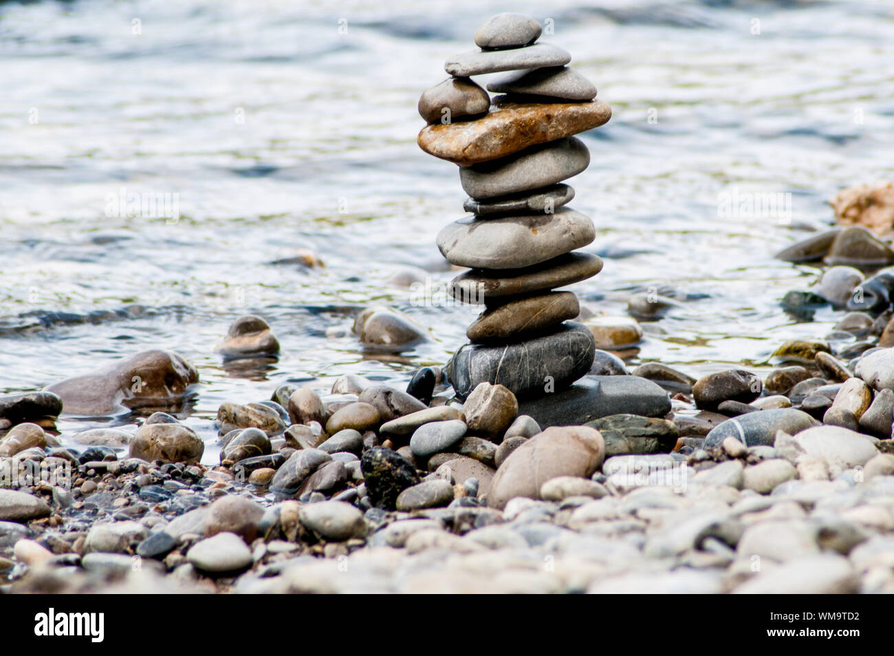 Stack Of Stones On Beach Stock Photo - Alamy
