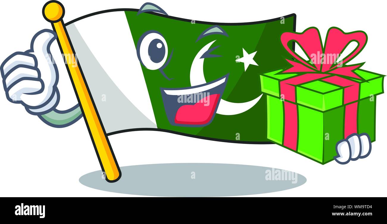 With gift pakistan mascot flag in cartoon drawer Stock Vector Image ...