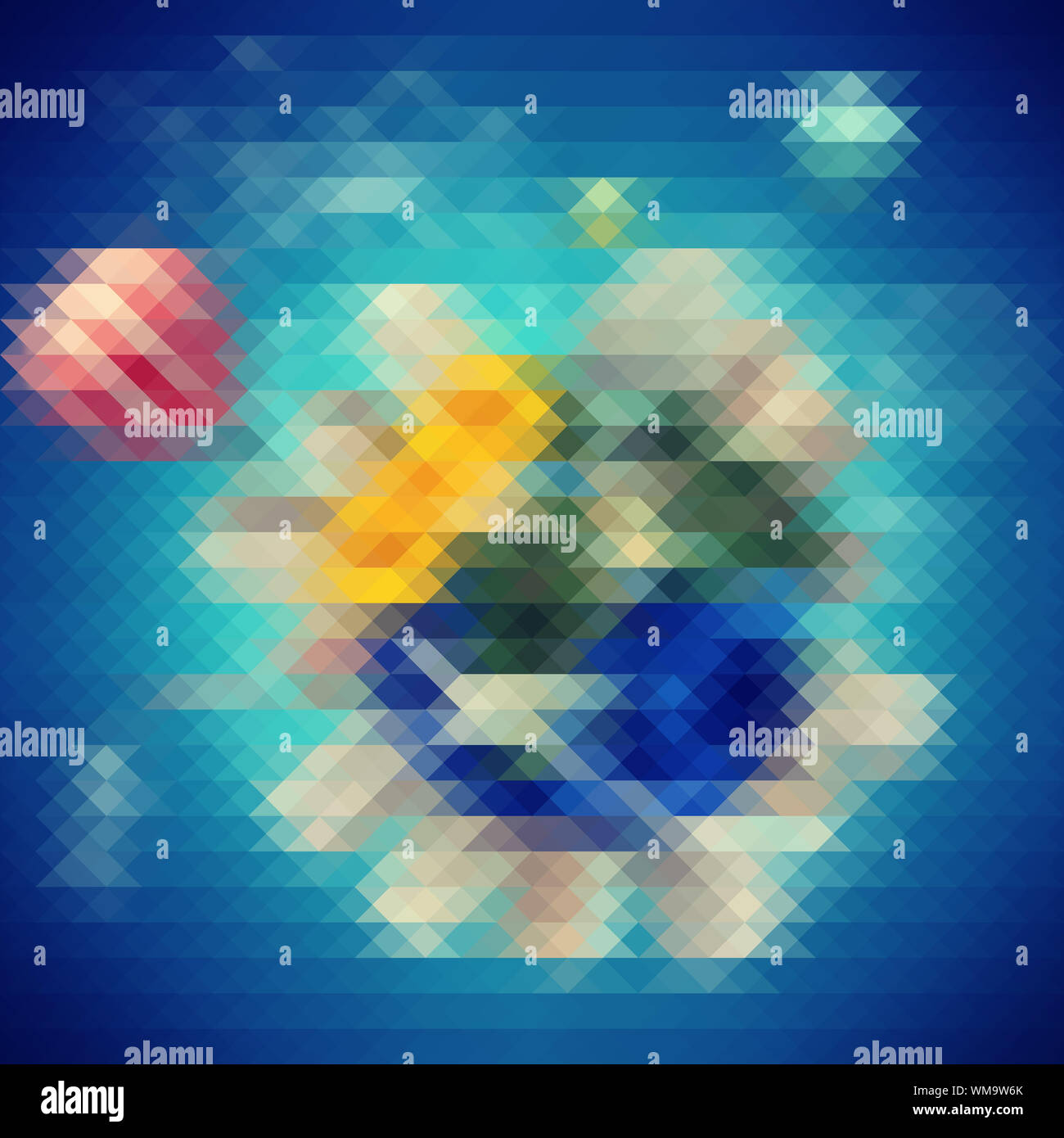 Stylized background in triangle geometric style. Earth with buildings ...