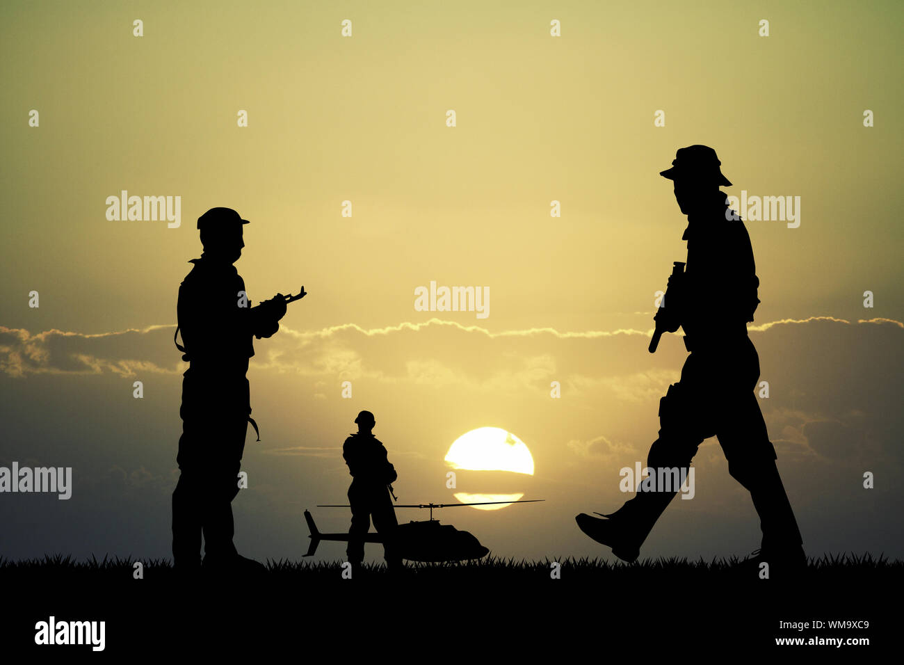 soldiers at sunset Stock Photo - Alamy