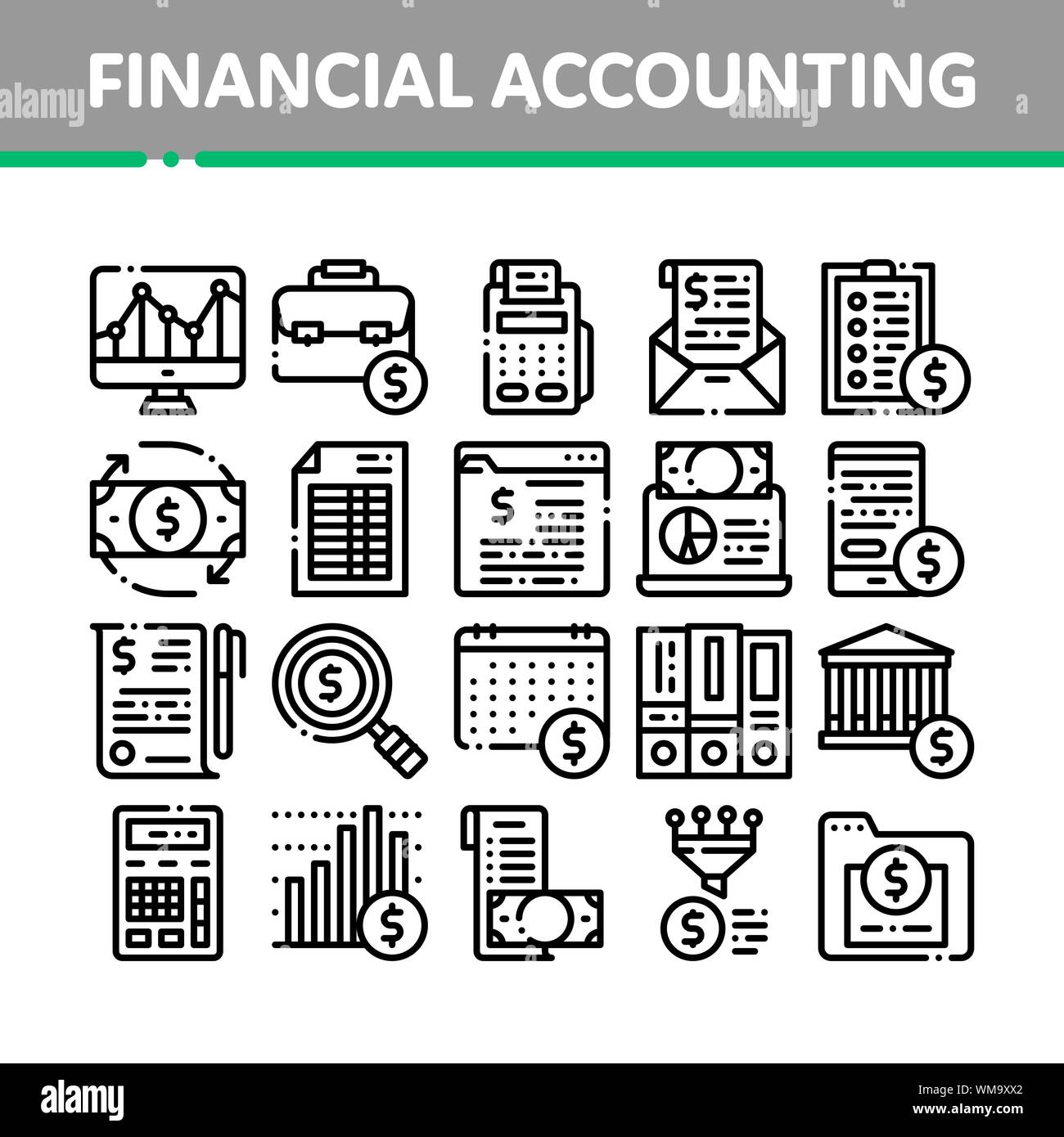 Financial Accounting Collection Vector Icons Set Stock Vector Image ...