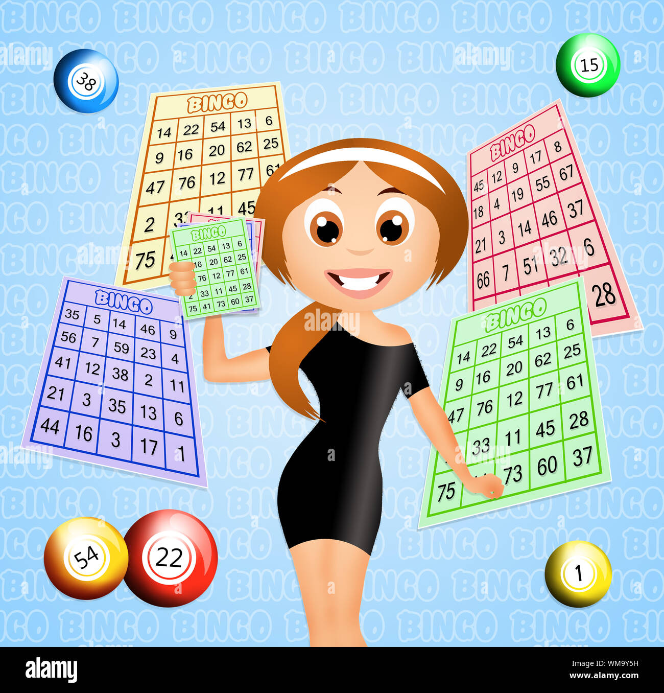 Girl win at bingo Stock Photo - Alamy