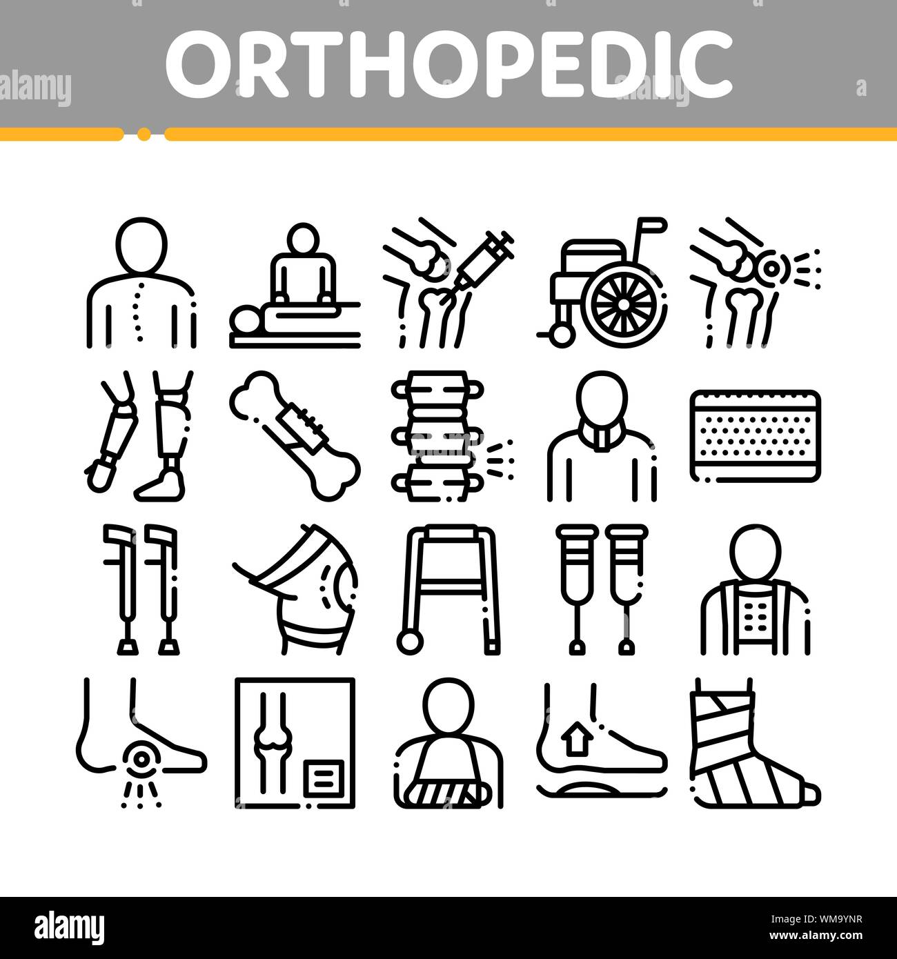 Orthopedic Collection Elements Vector Icons Set Stock Vector Image ...