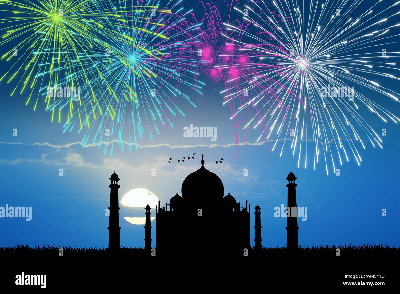 fireworks in the taj mahal Stock Photo - Alamy