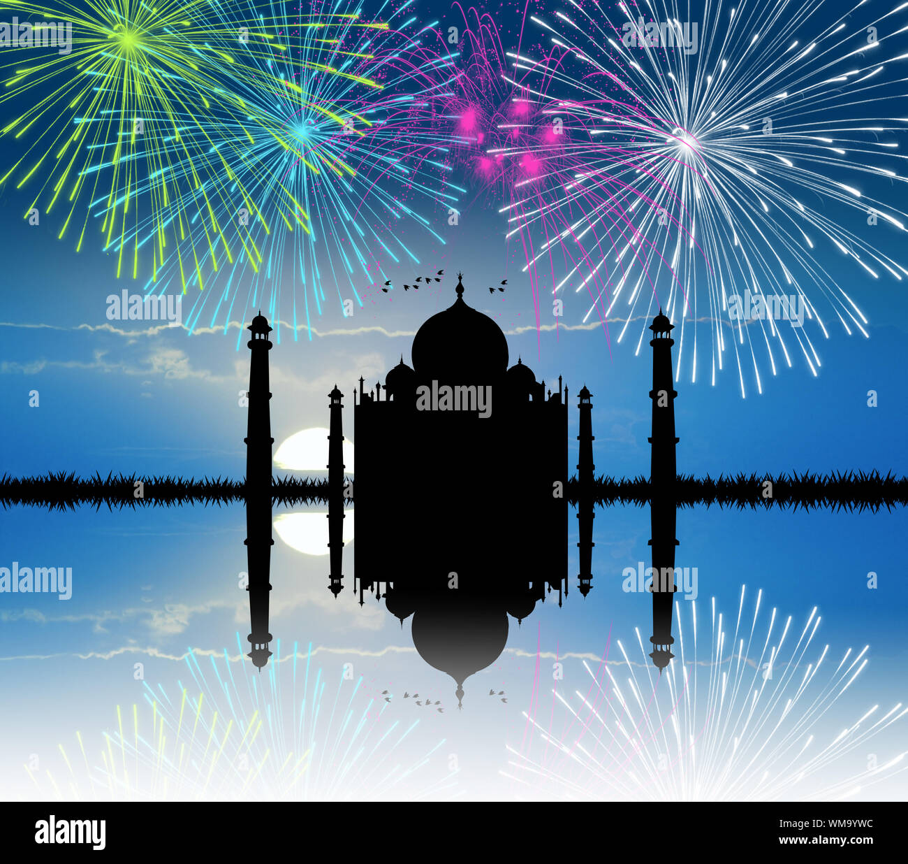 fireworks in the taj mahal Stock Photo - Alamy