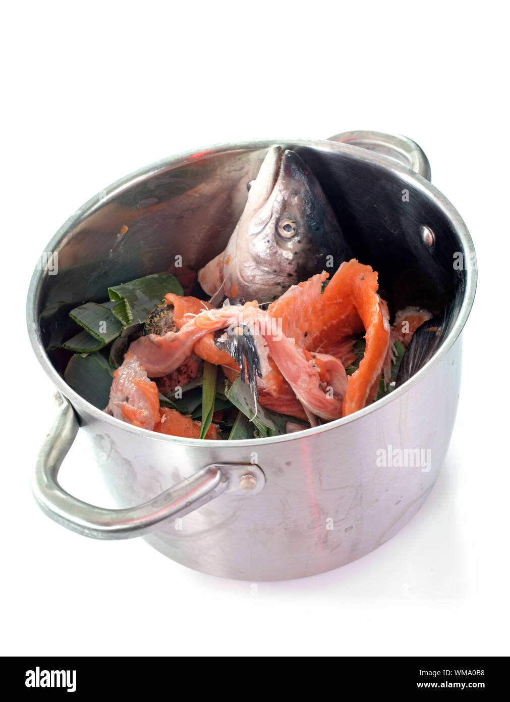 fish fumet in front of white background Stock Photo - Alamy
