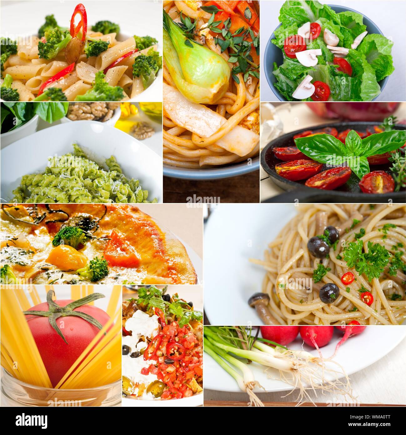 healthy Vegetarian vegan food collage nested on white frame Stock Photo ...