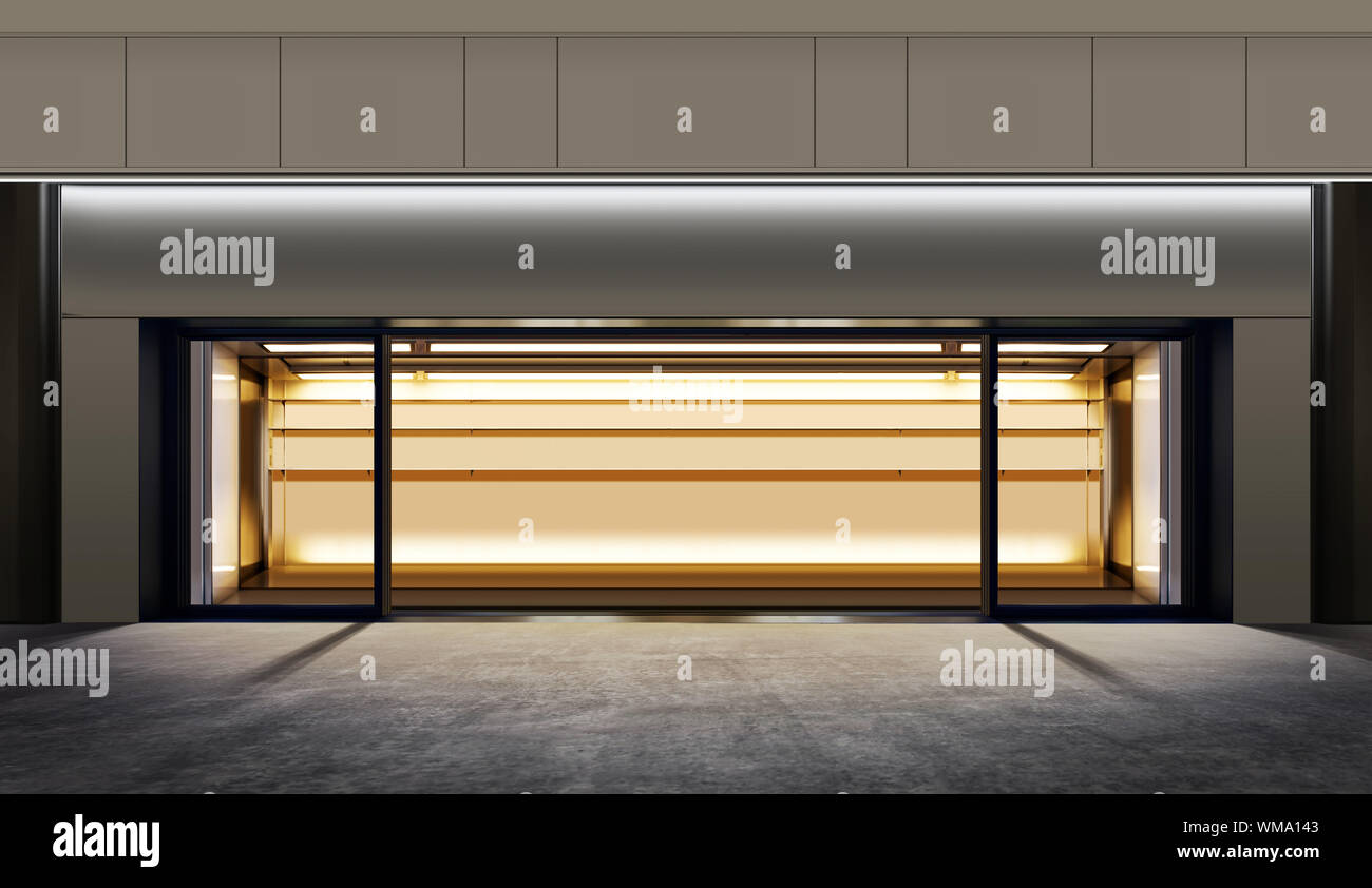 small empty shop on the city street at night Stock Photo - Alamy