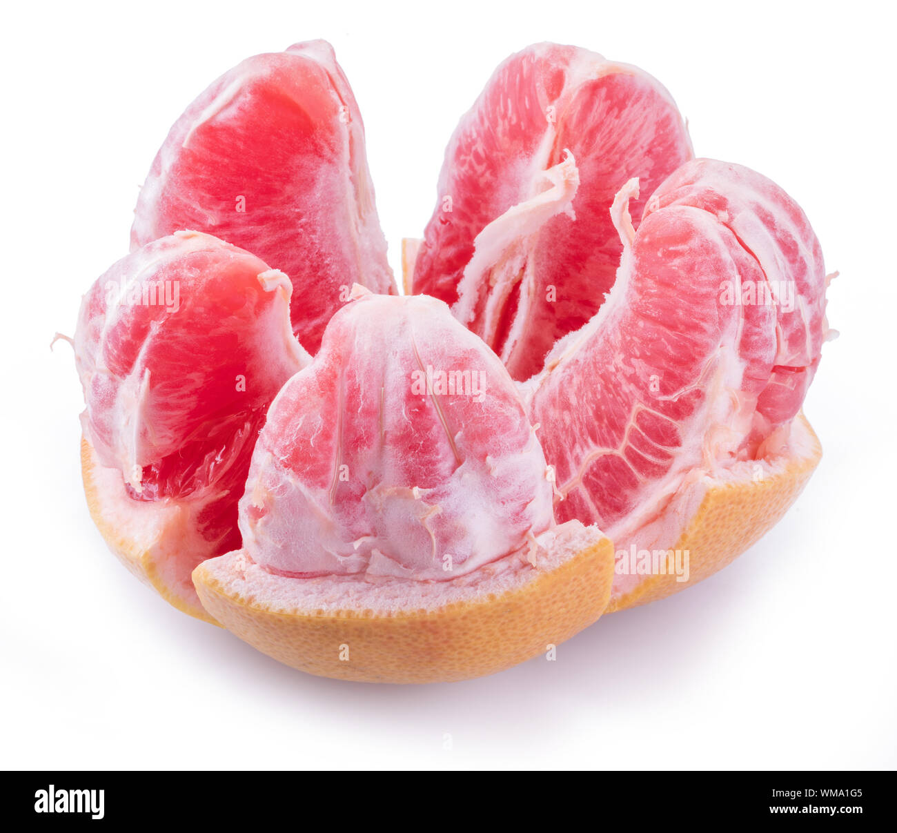 Peeled grapefruit slices isolated on white background Stock Photo - Alamy