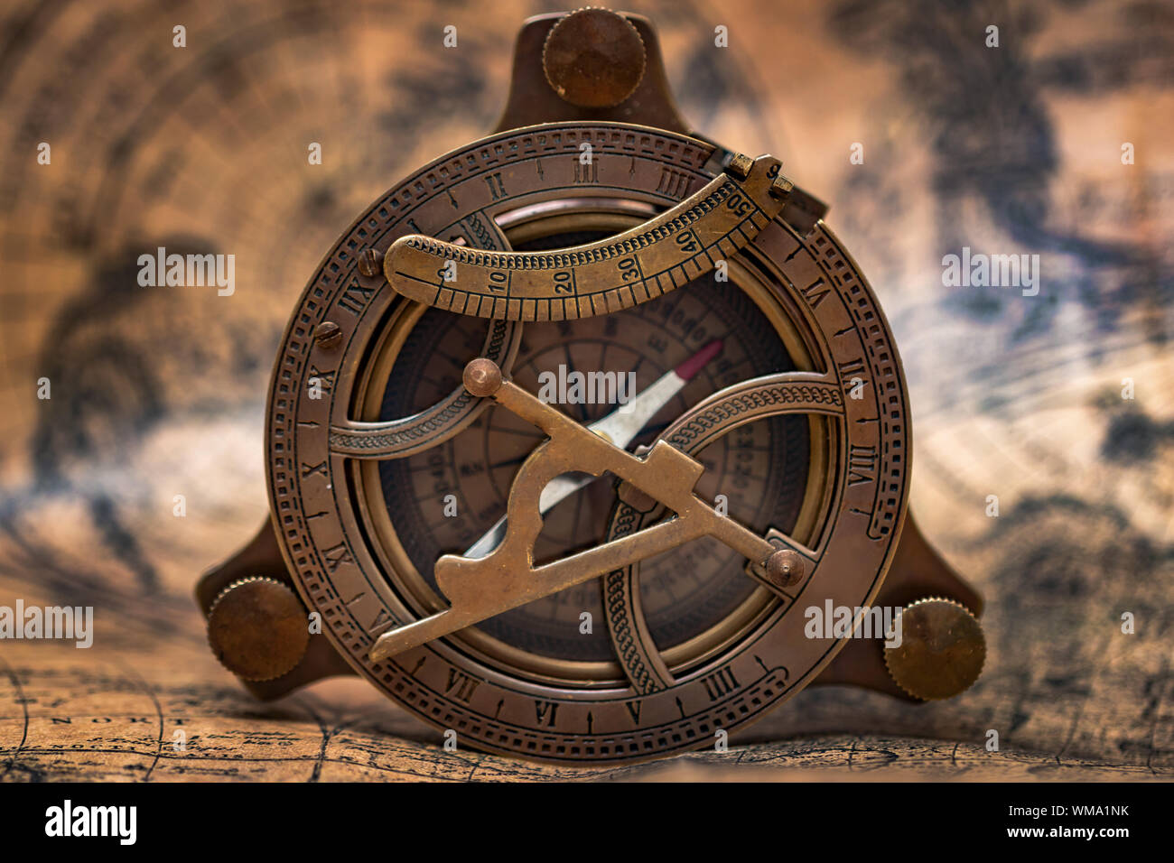Compass on antique map hi-res stock photography and images - Alamy