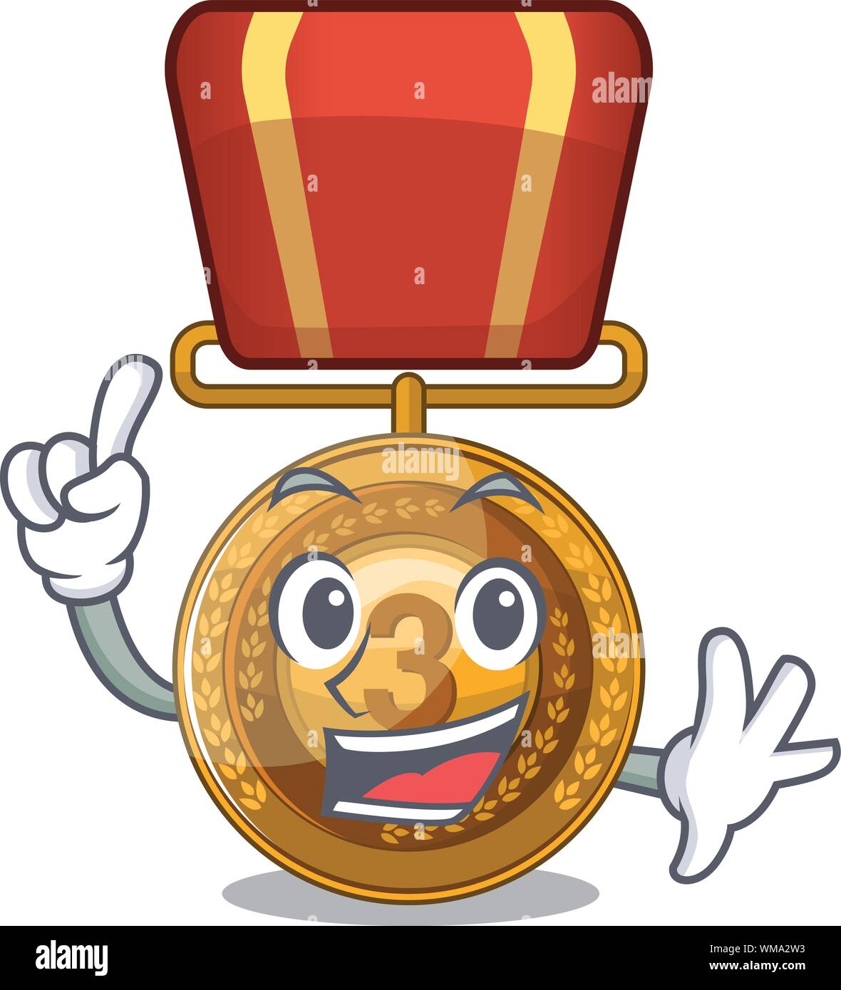 Finger bronze medal placed on wall character Stock Vector Image & Art ...