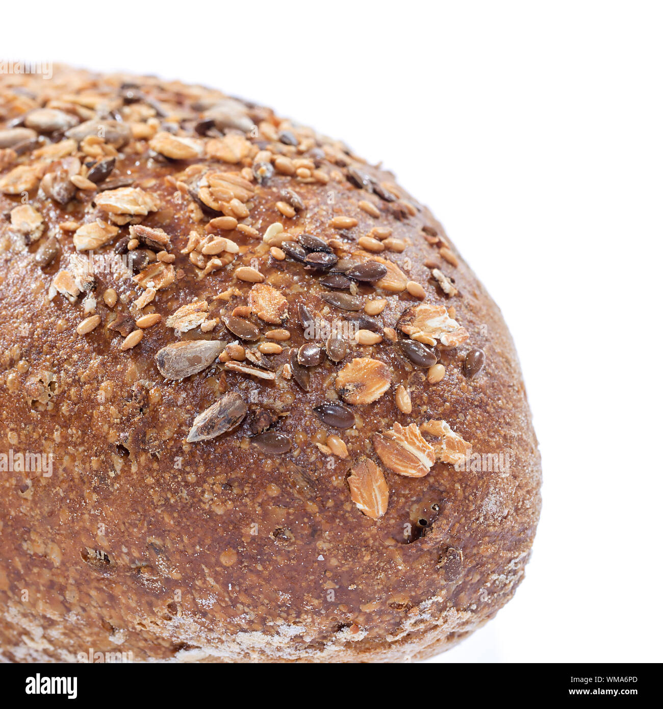 Whole grain bread Detail over white background Stock Photo - Alamy