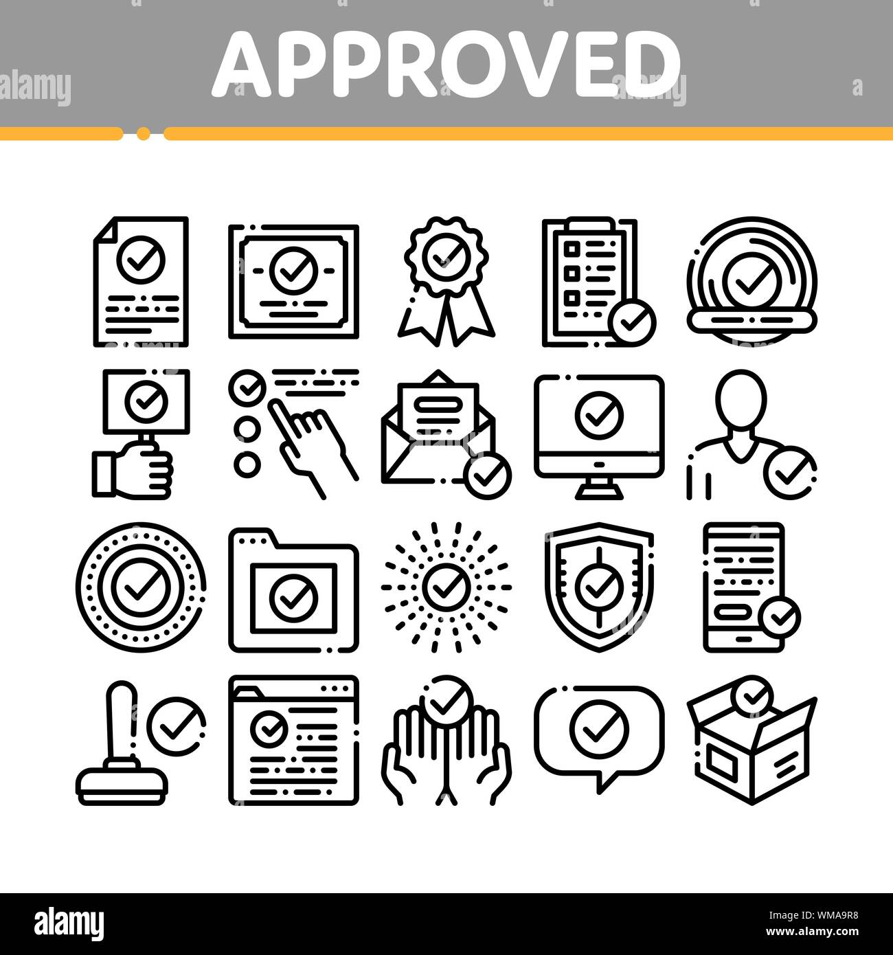 Approved Collection Elements Vector Icons Set Stock Vector Image & Art ...