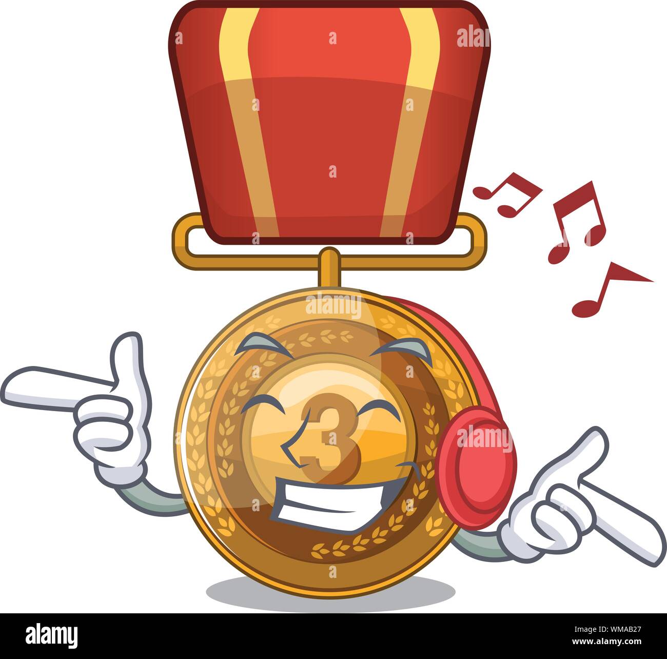 Listening music bronze medal with the cartoon shape Stock Vector Image ...