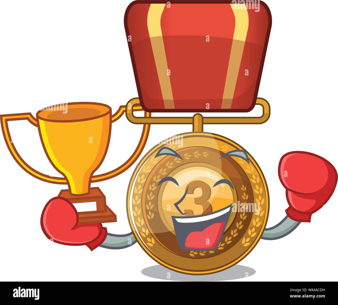 Boxing winner bronze medal placed on wall character Stock Vector Image ...
