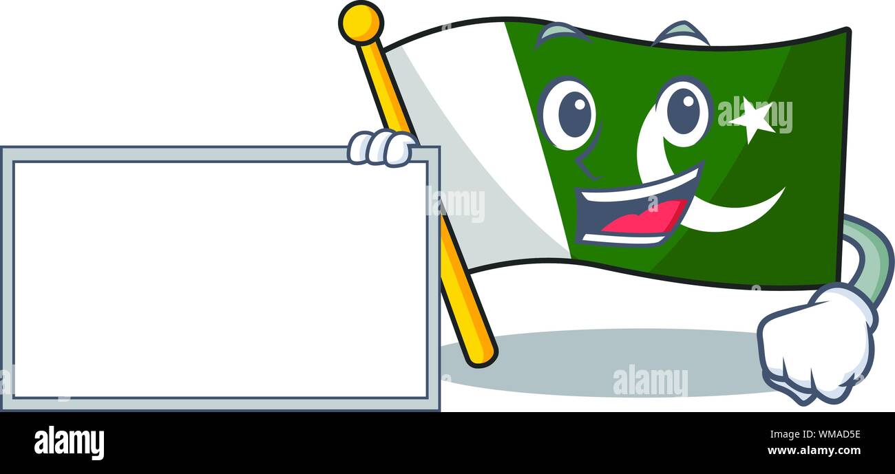 With board flag pakistan cartoon hoisted on pole Stock Vector Image ...