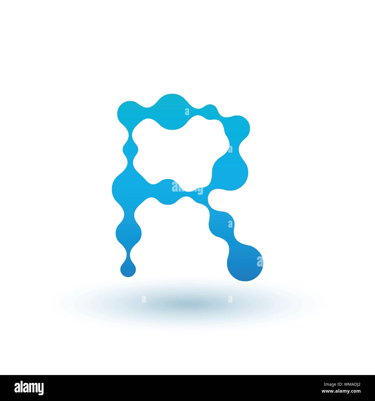 Water molecular initial Letter R Logo design, Fluid liquid Design ...