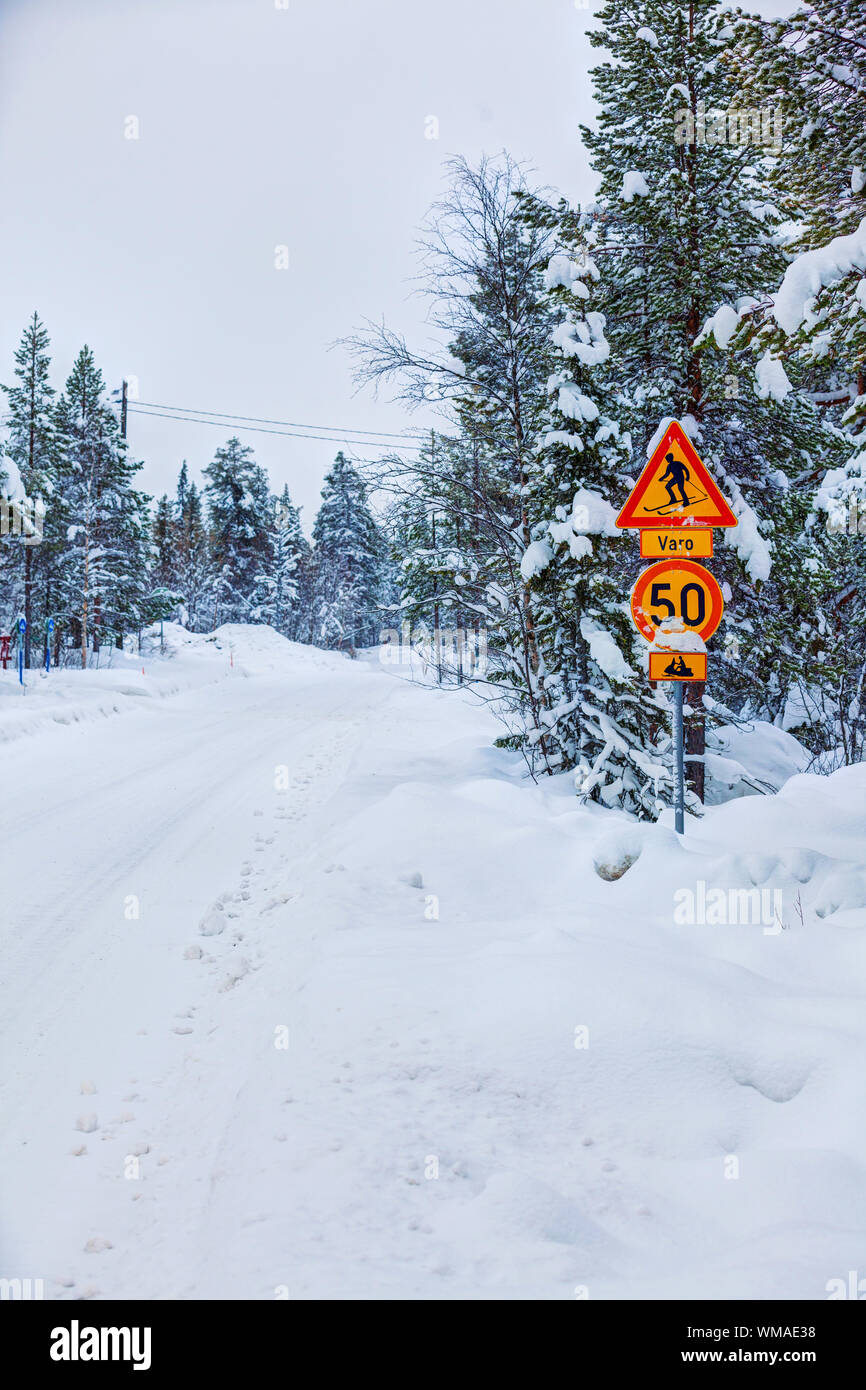 Road sign winter snowmobile traffic hi-res stock photography and images ...